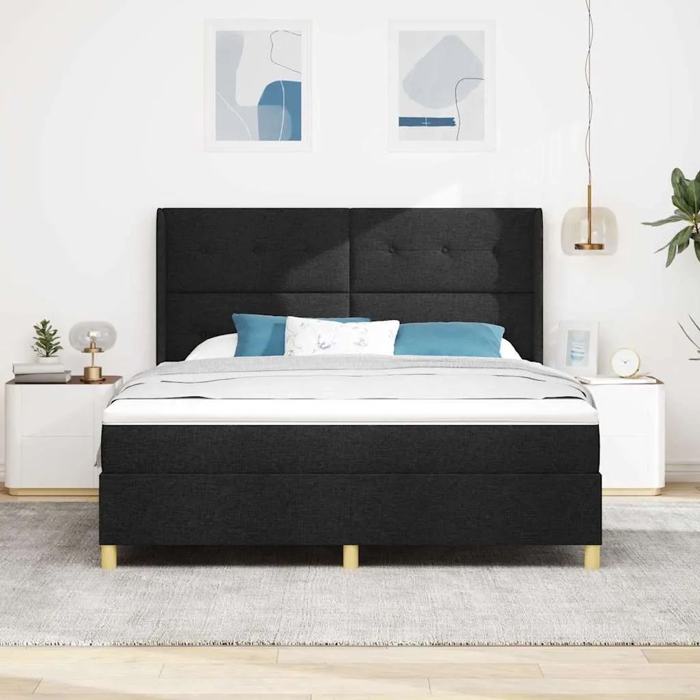 Postel s boxspringem s čelo Černá 180 x 200 cm textil 3341849
