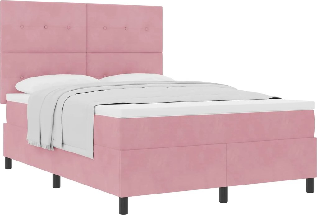 Postel s boxspringem s čelo Růžová 160 x 200 cm samet 3339847