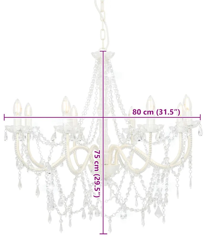 vidaXL Marketos Lustr s korálky bílý 8 x žárovky E14