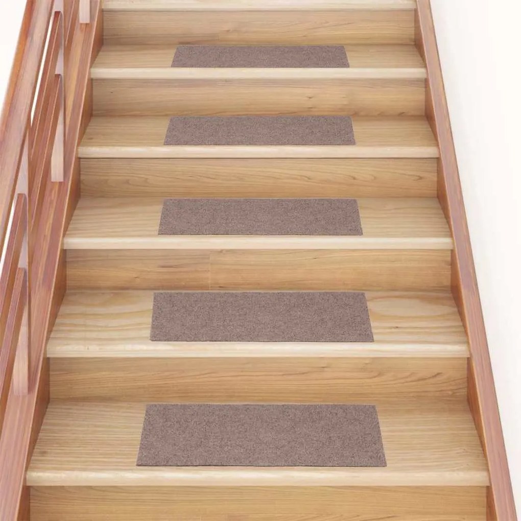 Schodové rohože samolepicí 15 ks 60 x 25 cm světle hnědé obdélníkové 326912