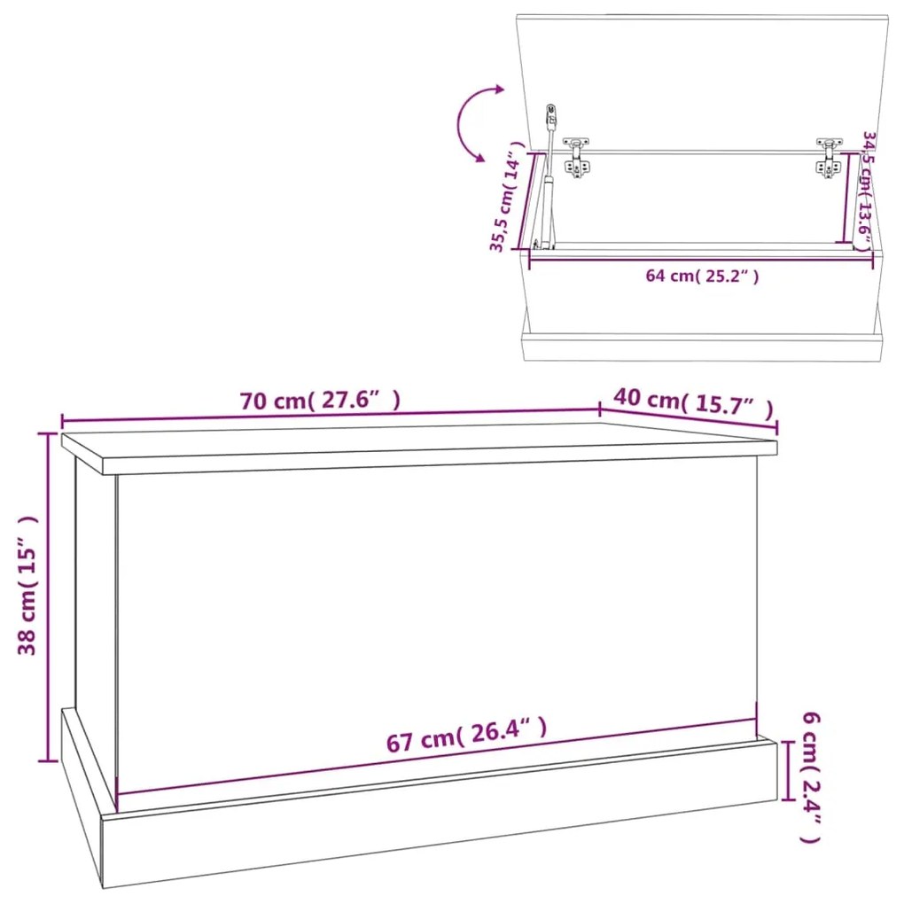 Úložný box kouřový dub 70 x 40 x 38 cm kompozitní dřevo - Default Title