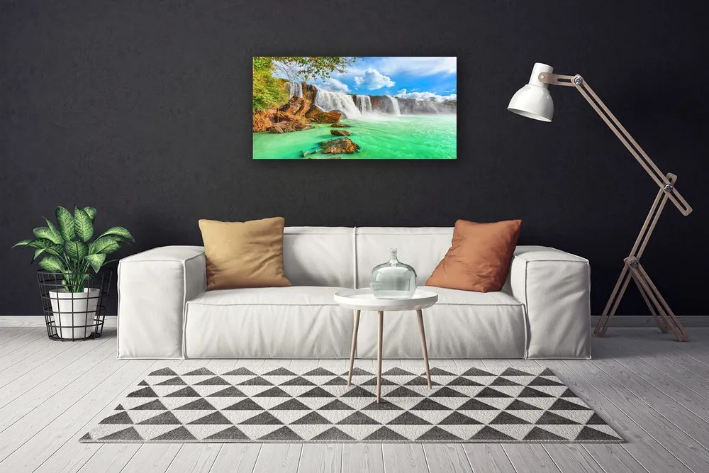 Obraz na plátně Vodopád Jezero Krajina 125x50 cm