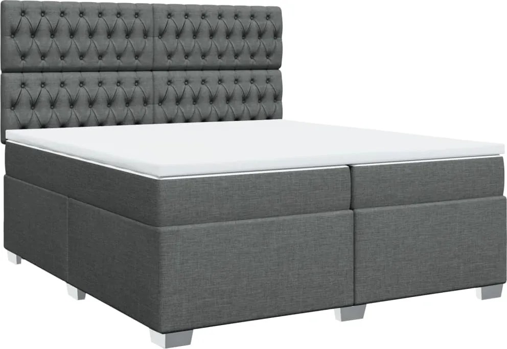 Box spring postel s matrací tmavě šedá 200x200 cm textil 3290603