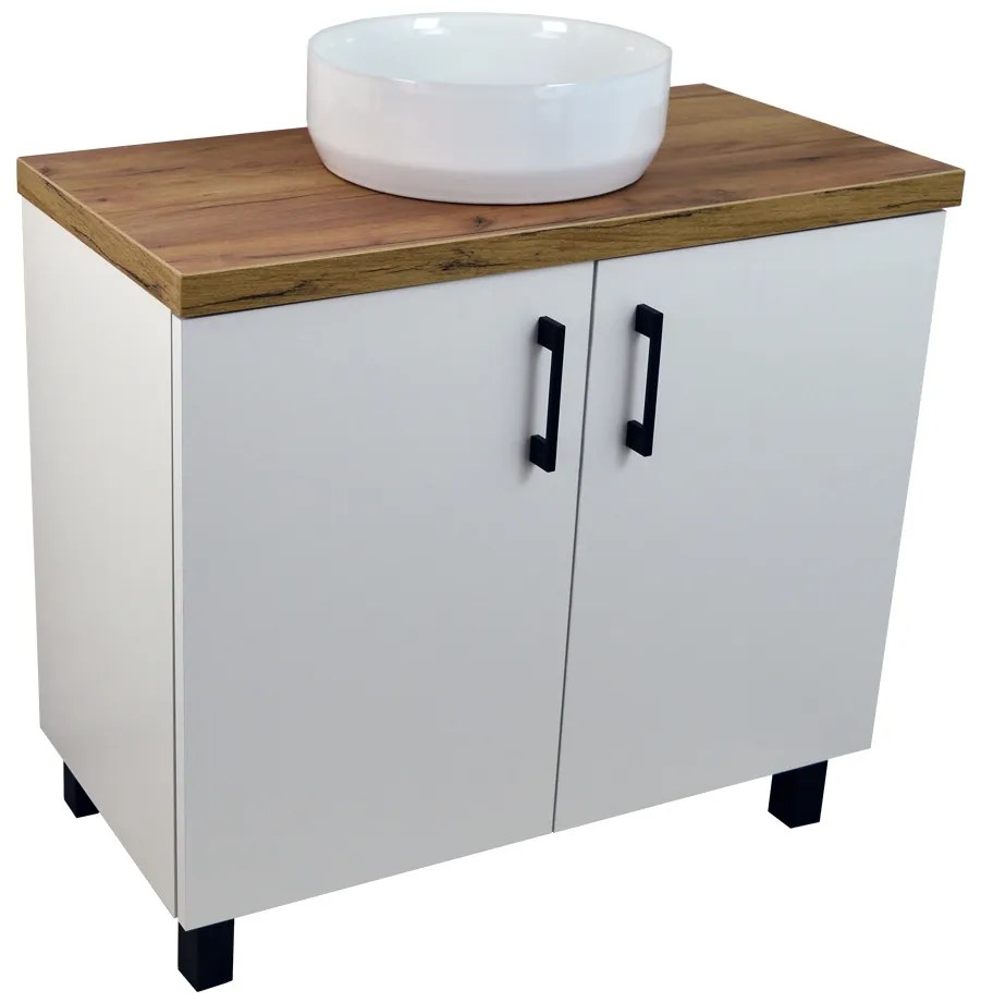 Comodo Koupelnová skříňka pod deskové umyvadlo ROSO W 80-HD - bílá/zlatý dub