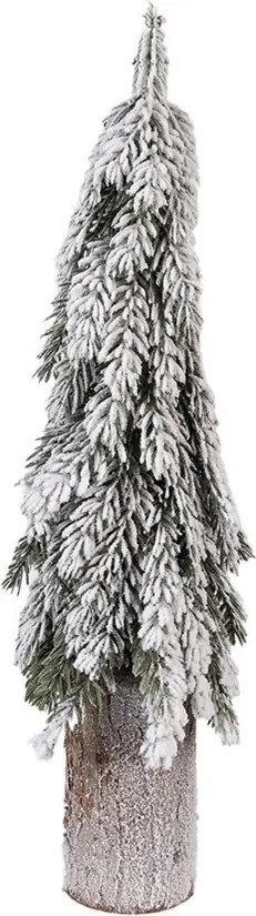 Vánoční dekorace jehličnatý zasněžený stromek na dřevě - Ø 18*57 cm