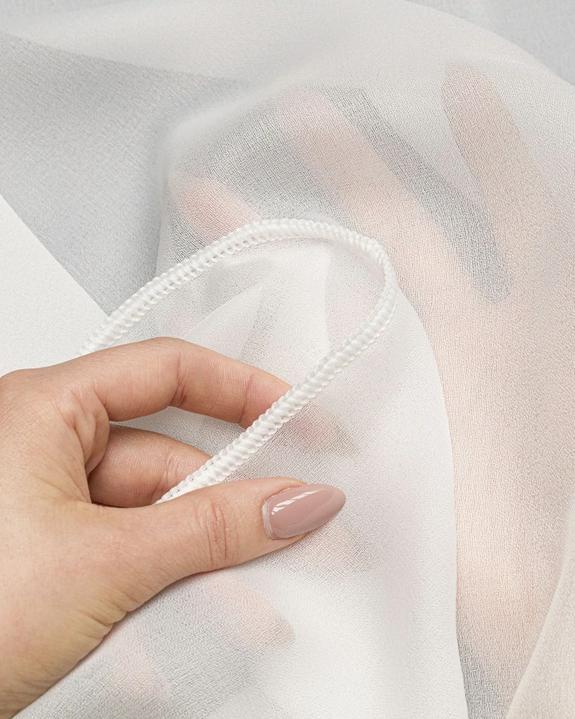 Záclona na řasící pásce Wave barva krémová látka poloprůhledná, pletený vzor