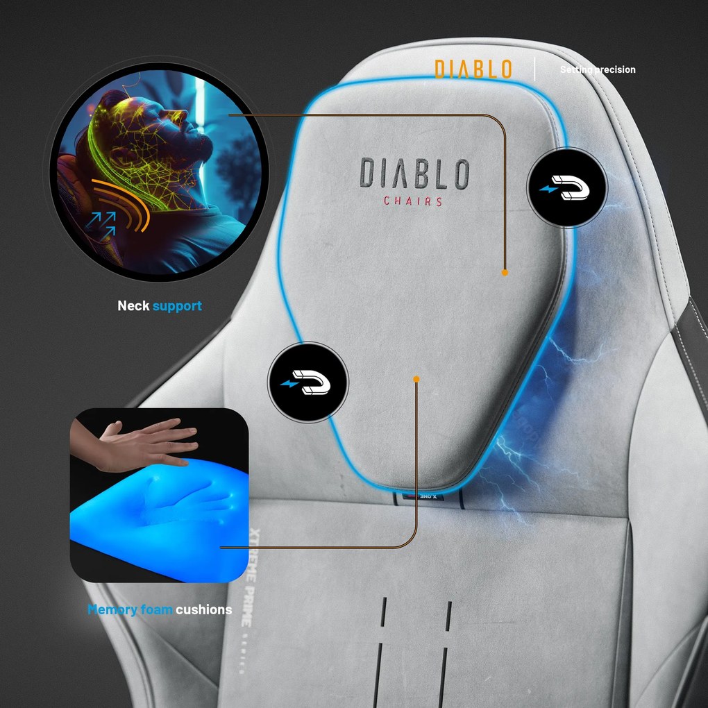 Herní židle Normal Size, šedý-černý: Diablo X-One Prime Nightwolf Moon