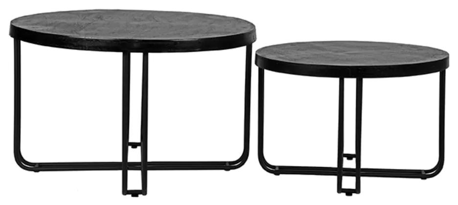 LABEL51 Set 2 černých kovových konferenčních stolků Netto