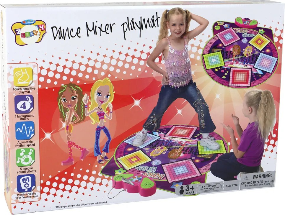 LEAN Toys Taneční podložka pro děti na baterie se světly a zvuky na tanec, 91 cm x 93 cm