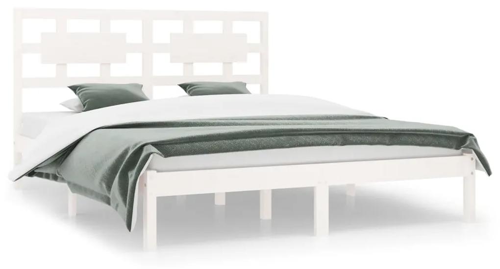Rám postele bílý masivní borovice 180 x 200 cm Super King,  3107369