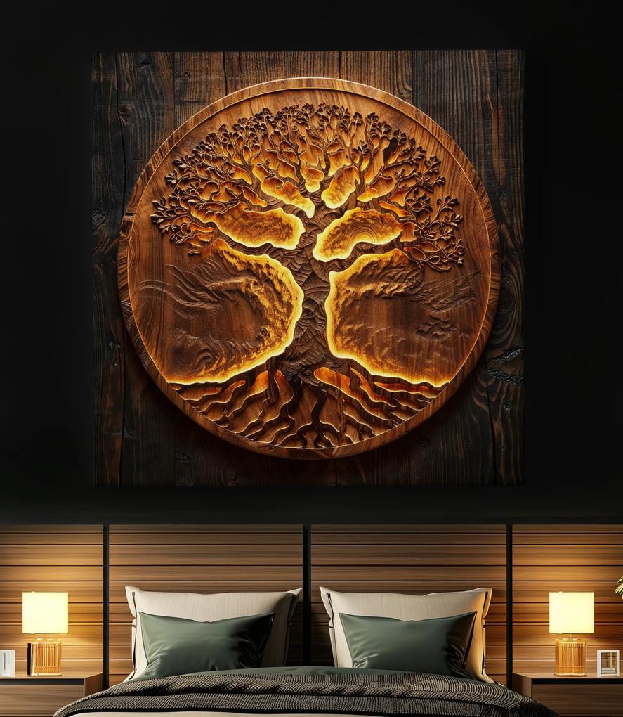 Obraz na plátně - Strom života Zarrios, dřevo styl FeelHappy.cz Velikost obrazu: 100 x 100 cm