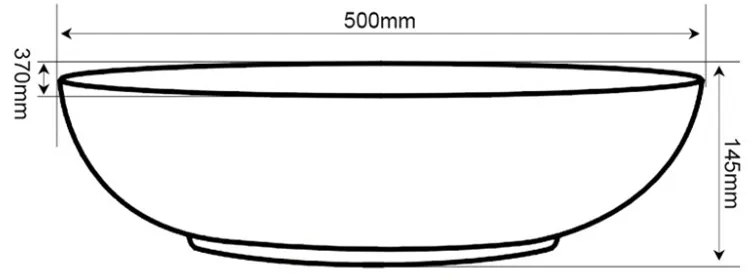 BPS-koupelny Keramické umyvadlo na desku HYD-KI-BL-MOD6-500 50x37 cm, černá lesk/zlatá