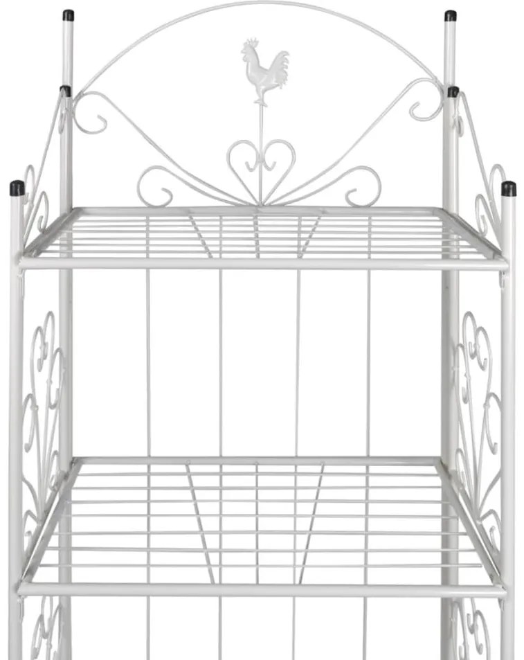 vidaXL Kovový stojan na květiny s policemi - 61,5 x 33 x 153 cm - bílý