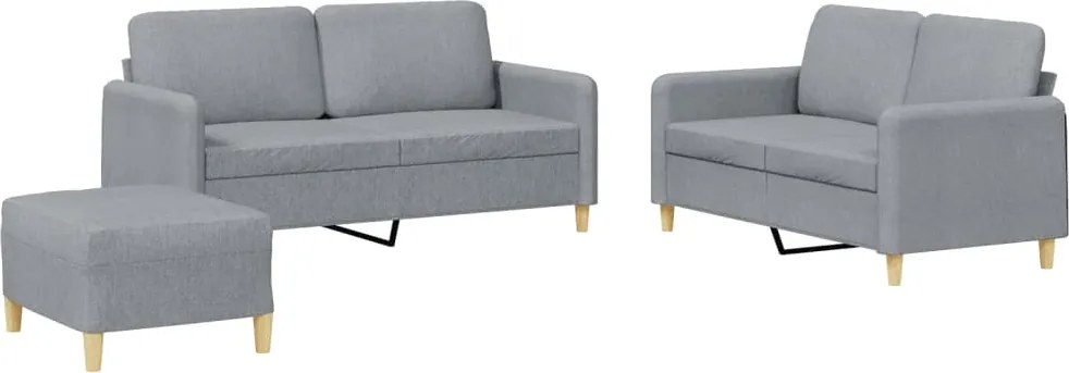 3dílná sedací souprava s poduškami světle šedá textil 3202094