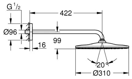 GROHE 26558000 - Set s hlavovou sprchou RAINSHOWER MONO 310 422 mm lesklý chrom
