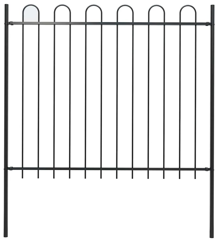 Zahradní plot s obloukem nahoře ocelový 181 x 150 cm černý