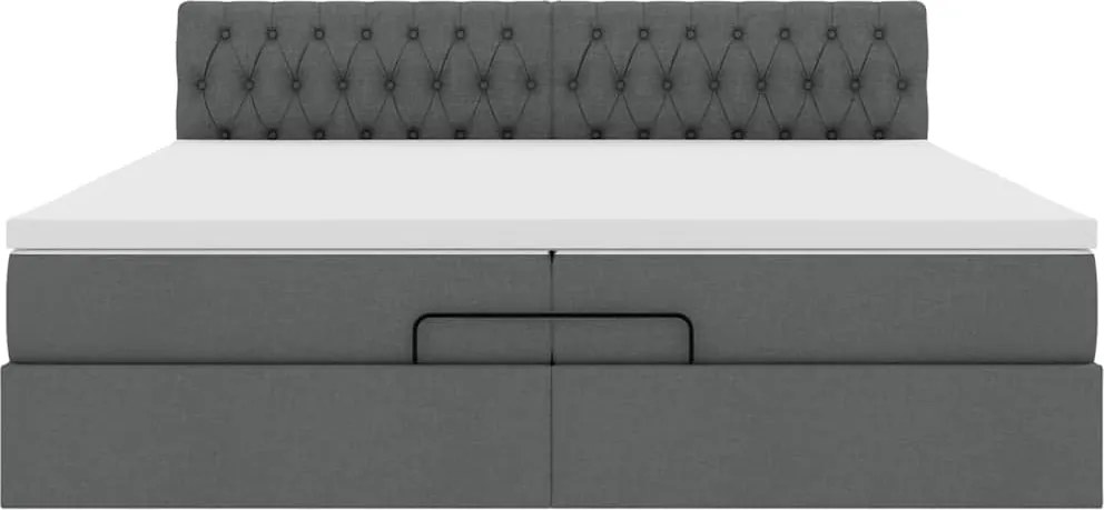 Osmanský rám postele s matrací tmavě šedá 200x200 cm textil 3311568