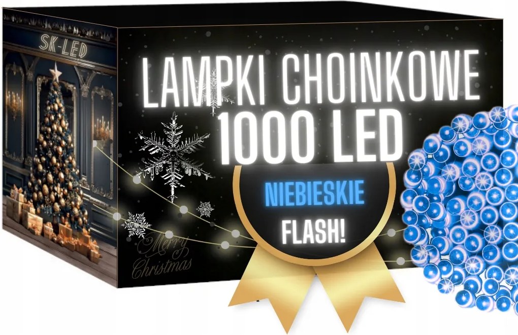 Vánoční Osvětlení Na Stromeček 1000 Led Modré Flash 72 M Venkovní Led Světla