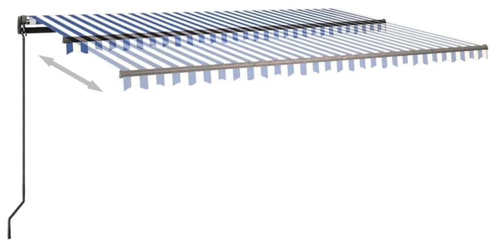 vidaXL Automatická zatahovací markýza se sloupky 3 x 2,5 m modrobílá