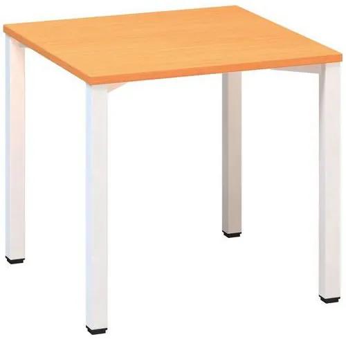 Alfa Office  Konferenční stůl Alfa 420 s bílým podnožím, 80 x 80 x 74,2 cm, rovné provedení, dezén buk Bavaria