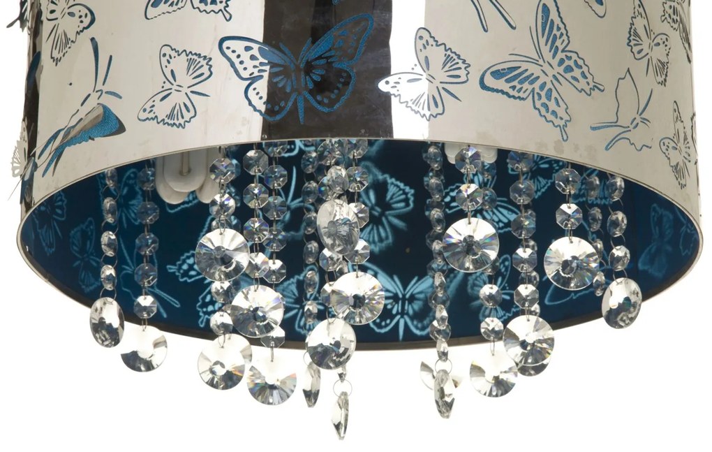 Závěsné svítidlo s krystaly Mauro Ferretti Butterfly 40 cm, stříbrná/modrá
