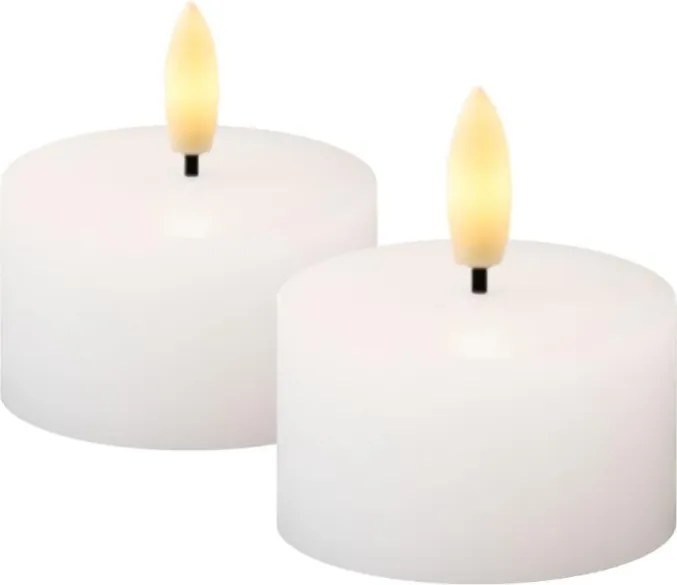 Sada LED čajové svíčky na baterie Sille Tealight, Ø 4,5 × 2,2 cm, bílé, z pravého vosku, balení 2 ks