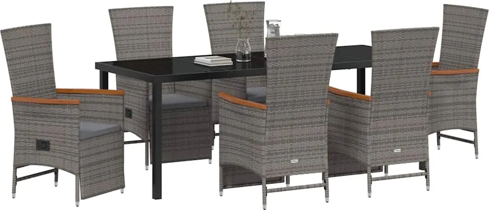 Zahradní jídelní souprava 7 ks Šedá polyratan 3379455