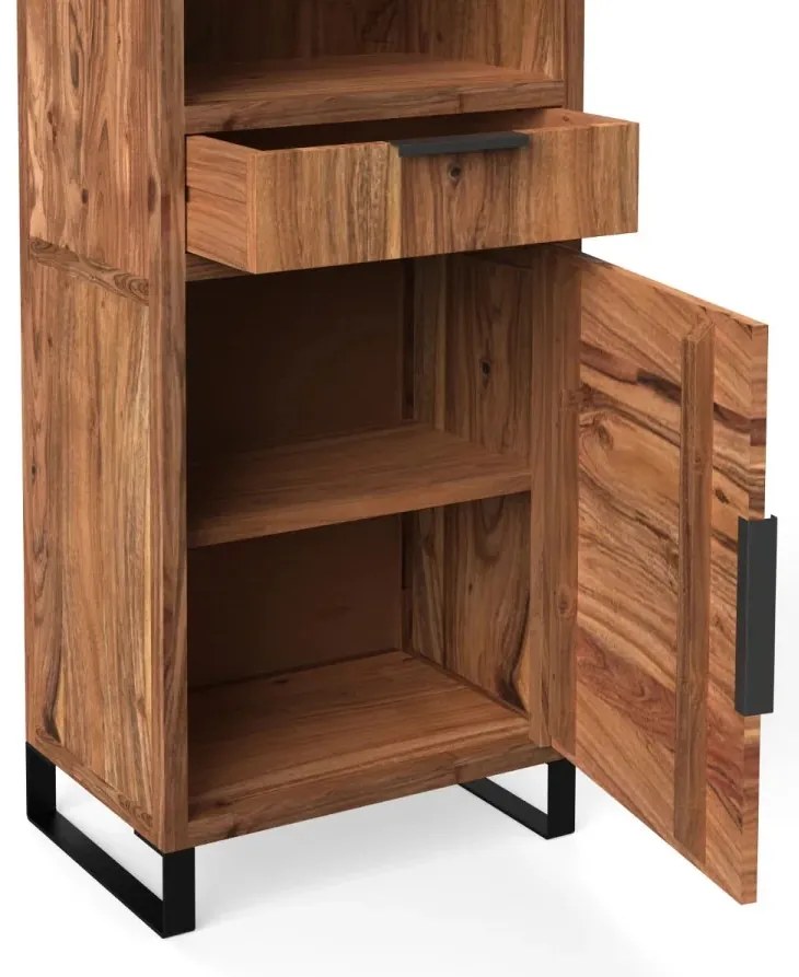 furniture-nabytek.cz - Masivní vitrína Sidora z akáciového dřeva, lakovaná, hnědá – 50×45×185 cm