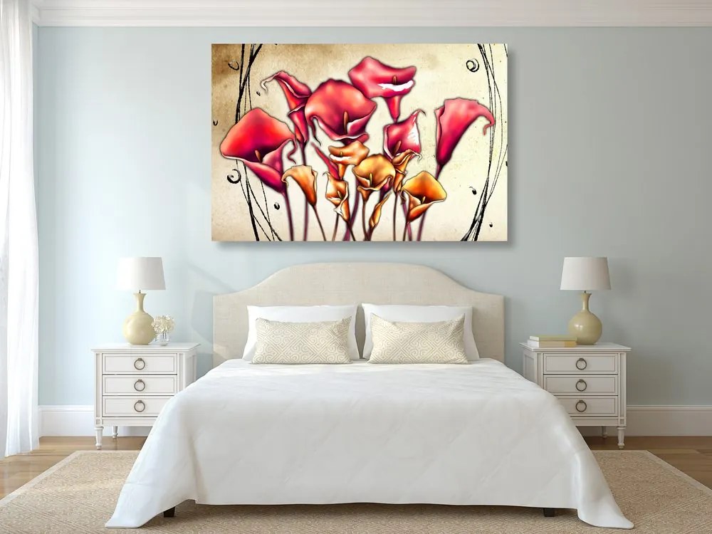 Obraz červené květy kaly Varianta: 90x60