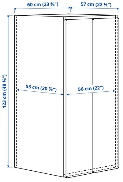 SMÅSTAD / PLATSA Šatní skříň, bílá/modrá, 60x57x123 cm