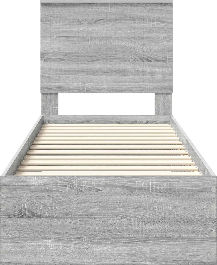 Rám postele Šedý Sonoma a stříbrná 70 x 190 cm Kompozitní dřevo 3411373