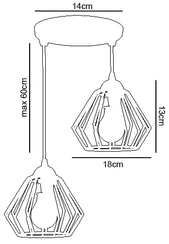 Lustr na lanku CEED 2xE27/60W/230V