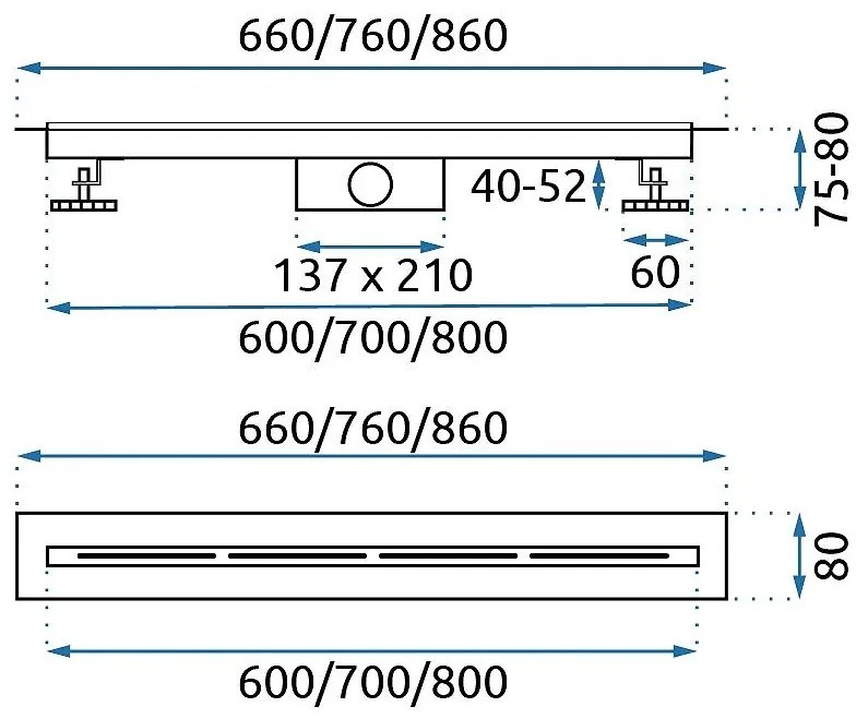 Odtokový žlab Rea FILO 70 cm, broušený nikl