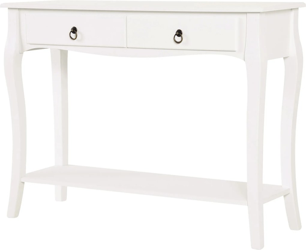 HOMCOM Konferenční Stolek s Úložným Prostorem do Obývacího Pokoj a Předsíně s Šuplíky a Policí Elegantní Design 100x33x75cm Bílý Lesklý Dřevěný