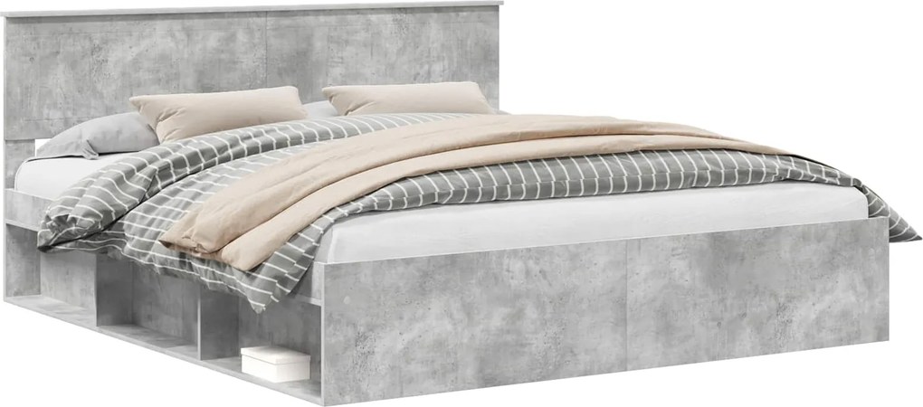 Rám postele s čelo Beton 180 x 200 cm Masivní borové dřevo 3410567