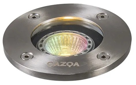 Chytré zemní bodové svítidlo nerezové vč. WiFi GU10 IP65 - Basic Round