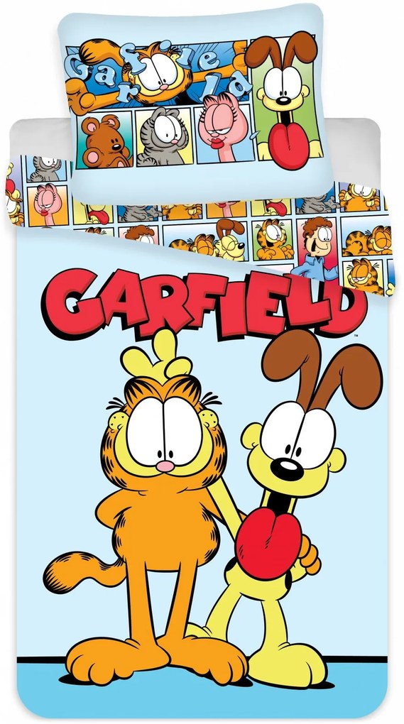 Ložní povlečení do dětské postýlky kocour Garfield - 100% bavlna - 40 x 60 + 100 x 135 cm