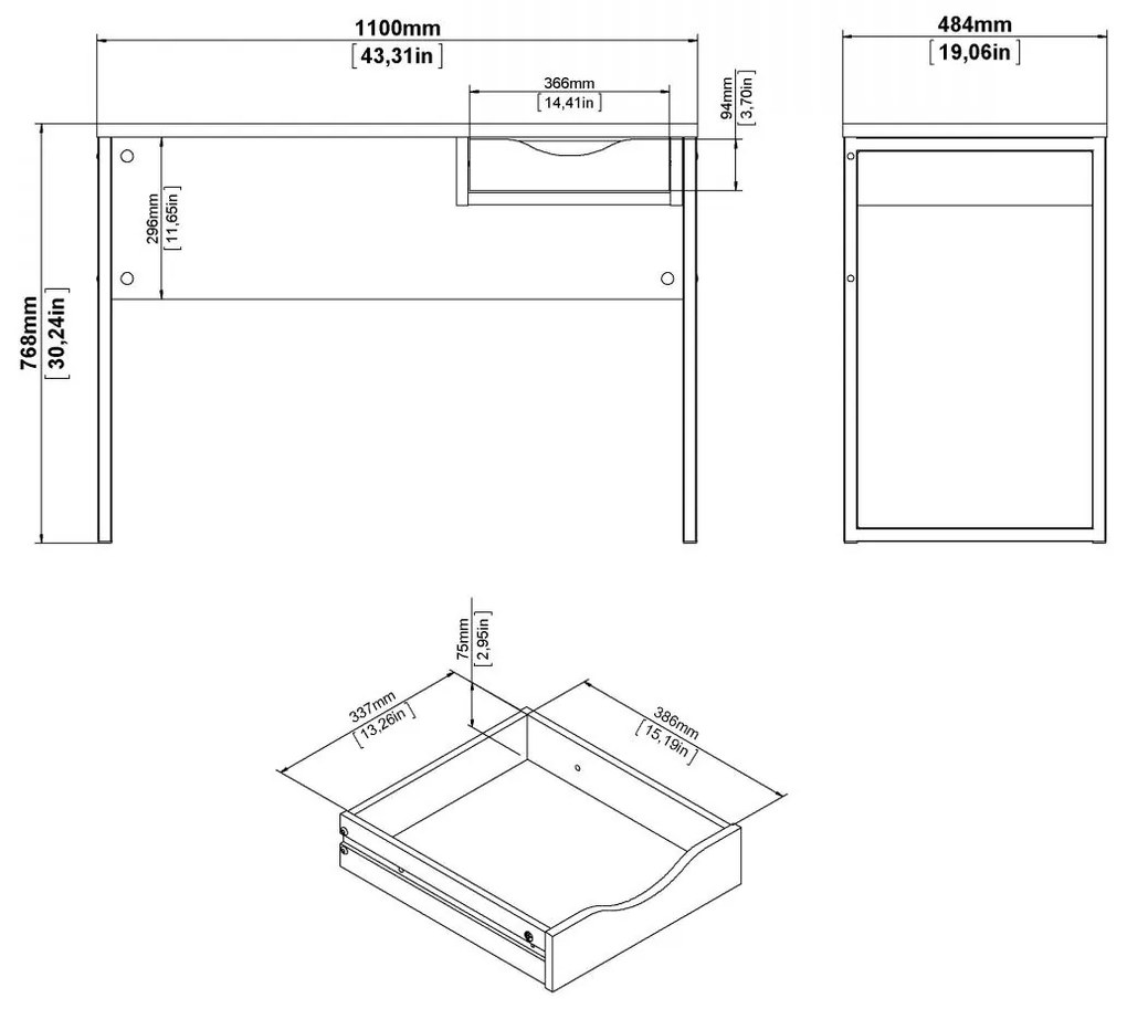 Tvilum Psací stůl Felix 513 bílý mat/bílá