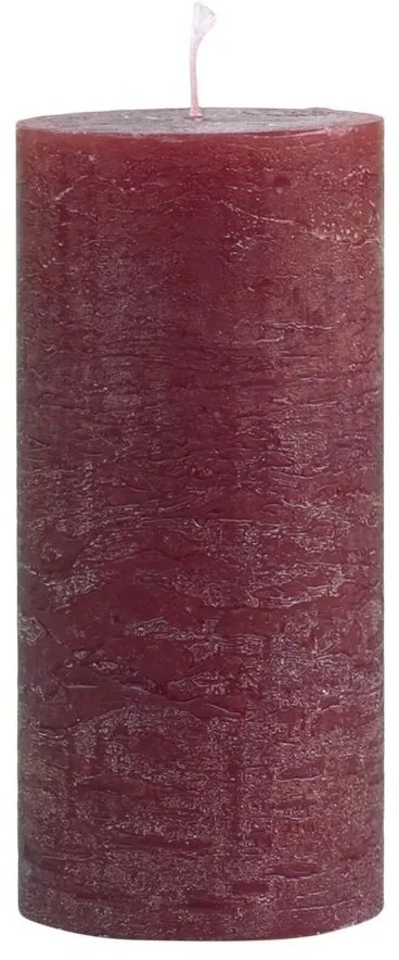 Červená široká svíčka Macon Rustic red - Ø 7*20cm/ 80h