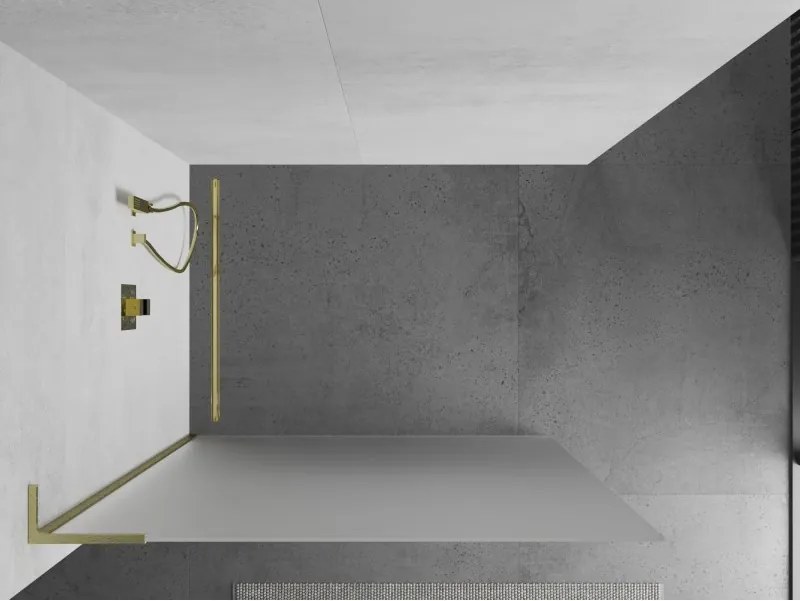 Mexen Kioto L, sprchová zástěna Walk-In 70 x 200 cm, 8mm sklo námraza, zlatý matný profil, 800-070-103-55-30