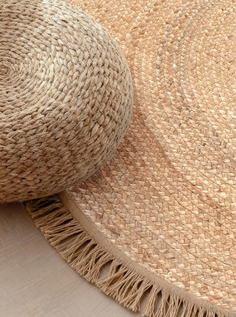 Hanse Home, Kusový koberec Jute Braided 106332 Natural Gold kruh, 150x150 (průměr) kruh, béžová, chodba / předsíň