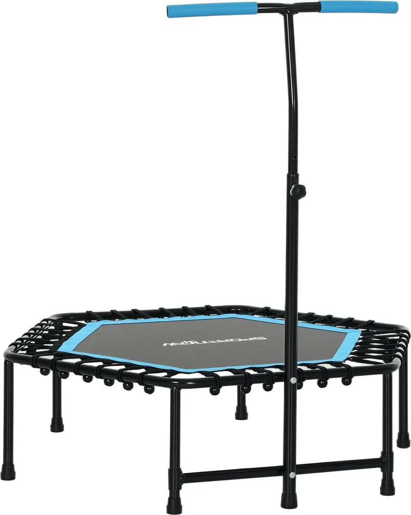 SPORTNOW Fitness Trampolina 114x114x132 cm S elastickým skákacím povrchem a nastavitelným 3-úrovňovým madlem, ocelový rám pro trénink nohou a těla dom