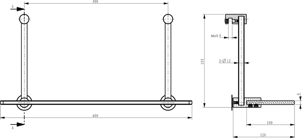 Sapho závěsná skleněná polička na sprchovou zástěnu 400 x 180 x 125 mm černá 1301-15B Koupelny Bernold