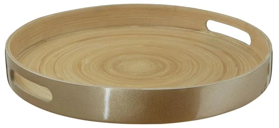 Servírovací podnos z bambusu ve zlaté barvě Premier Housewares, ⌀ 35 cm