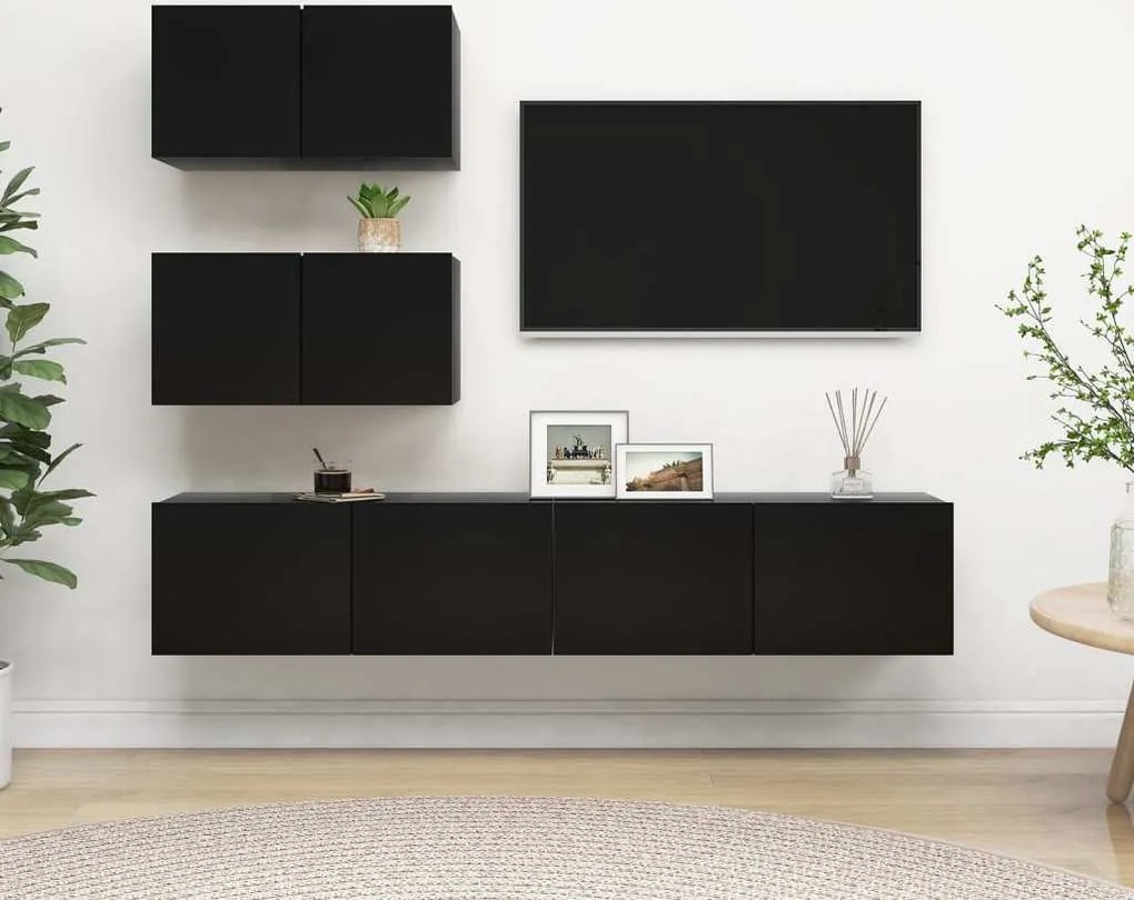 vidaXL 4dílný set TV skříněk dřevotříska [3078710] Barva: Betonová šedá