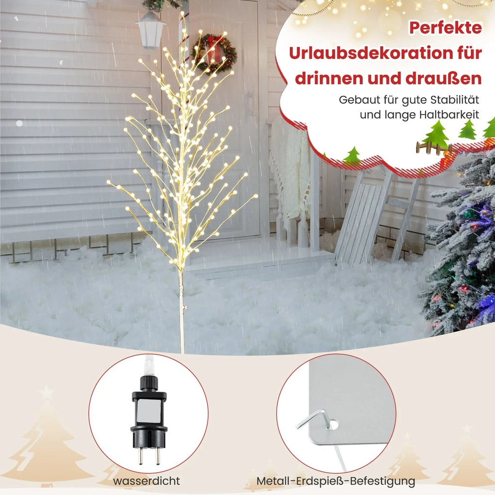 Costway Dekorační LED bříza 186 cm s teplým bílým světlem