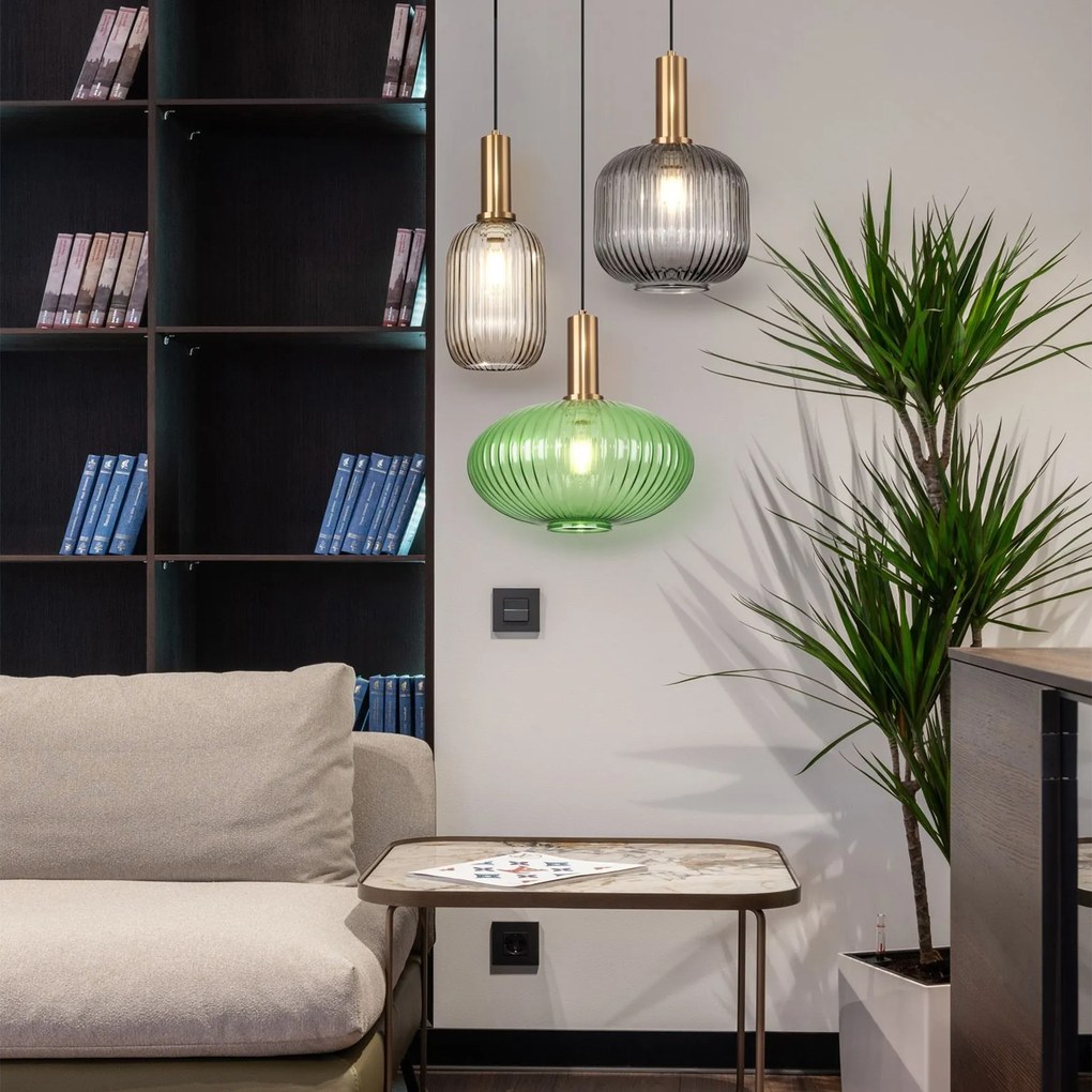 Toolight Rea, Skleněné závěsné stropní svítidlo APP462-1CP Green, OSW-00592