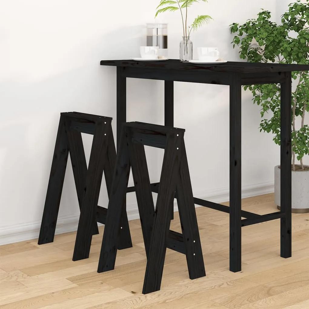 Stoličky 2 ks černé 40 x 40 x 75 cm masivní borové dřevo - Default Title