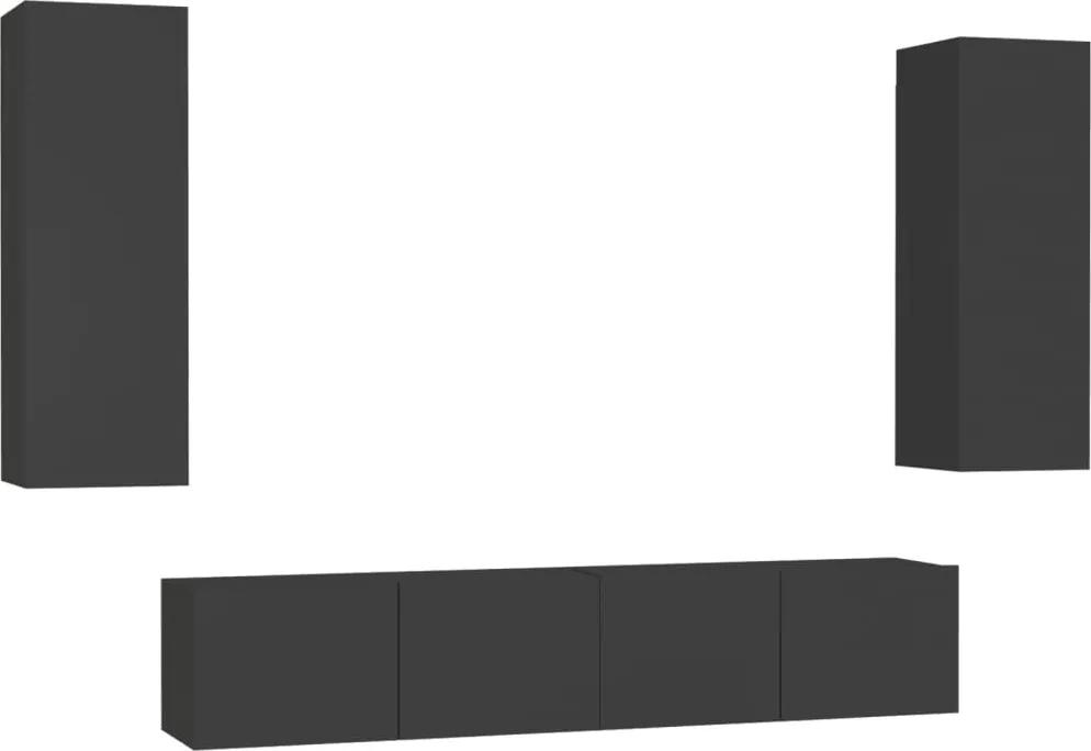 vidaXL 4dílný set TV skříněk dřevotříska [3078749] Barva: Bílá