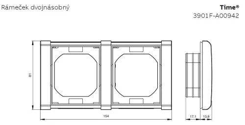 ABB Time dvojrámeček IP44 titanová 3901F-A00942 G